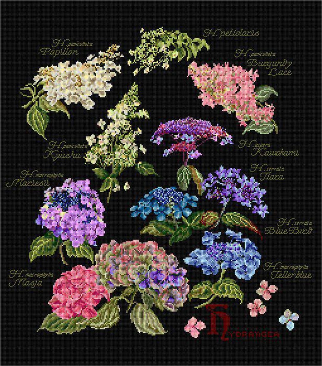 Cross Stitch Pattern PDF SAGA Pattern Keeper Markup Hydrangea Garden ...