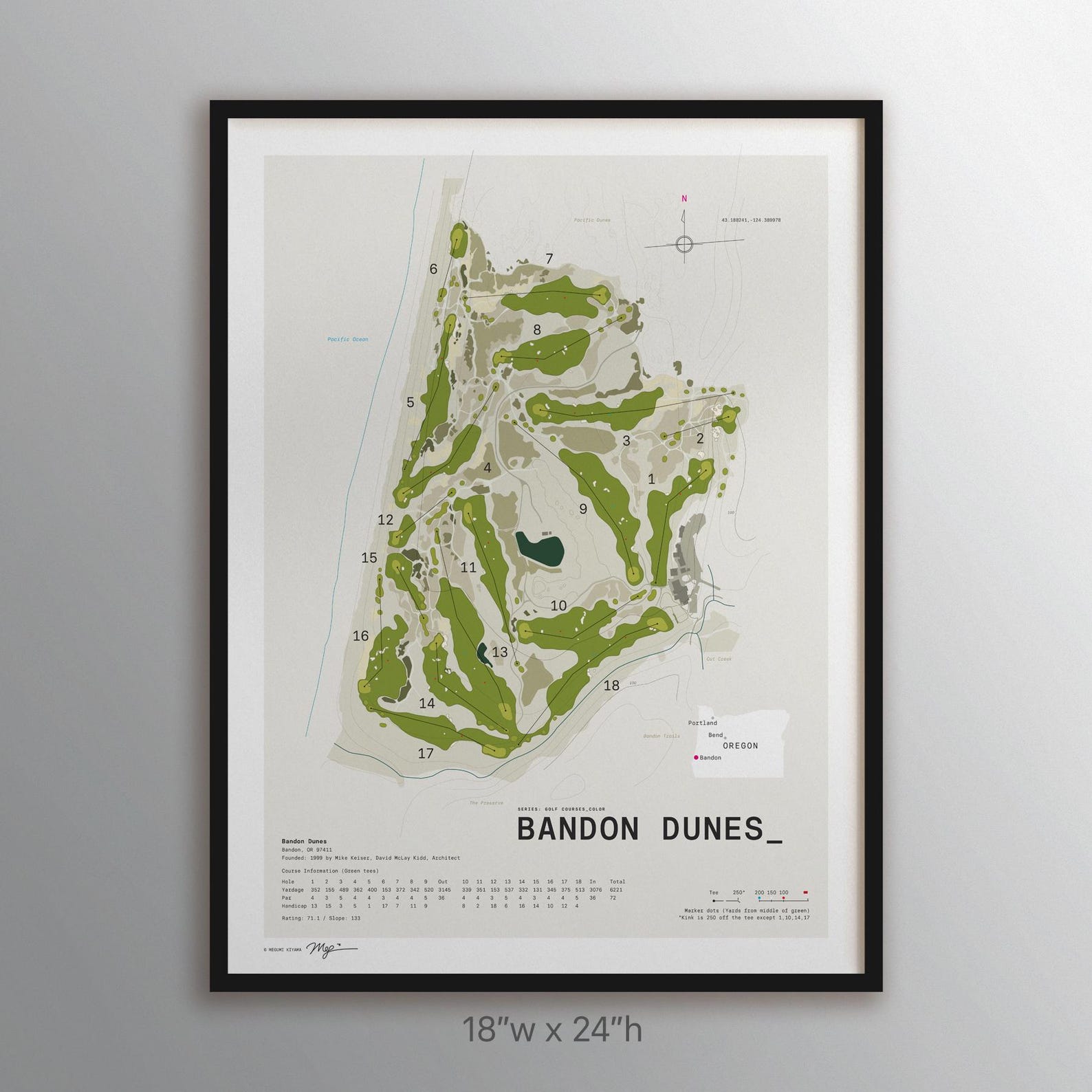 Bandon Dunes - COLOR Course Map Illustration - Etsy