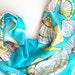 Square Silk Scarf/ Hand Painted Seashells Scarf. Aqua Blue Ocean Scarf ...