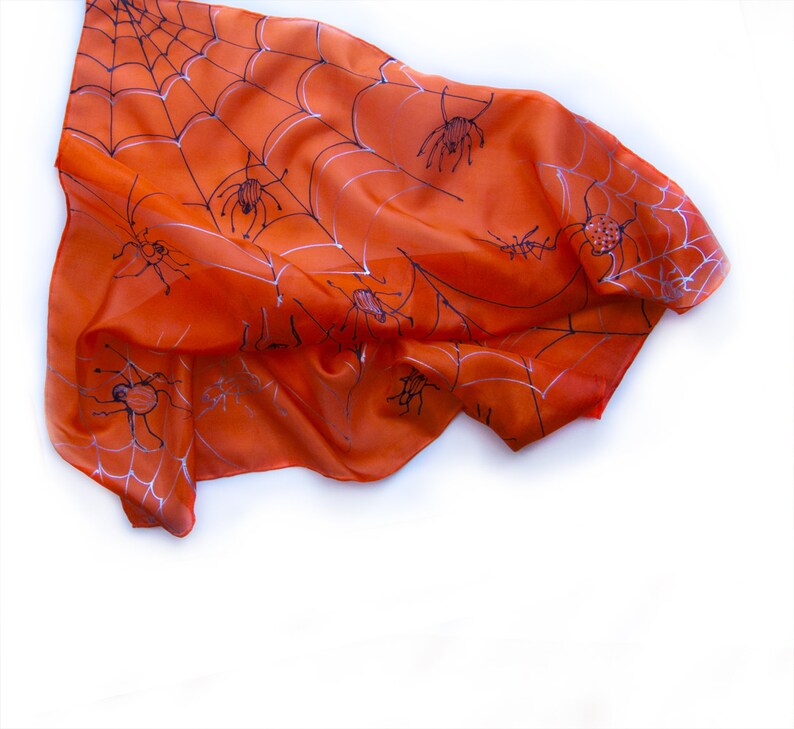 Creepy Spiders Hand Painted Silk Scarf. Halloween Decorated - Etsy