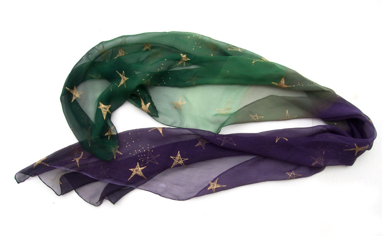 Night Stars Silk Scarf. Hand Painted Scarf/ Silk Chiffon Scarf - Etsy ...