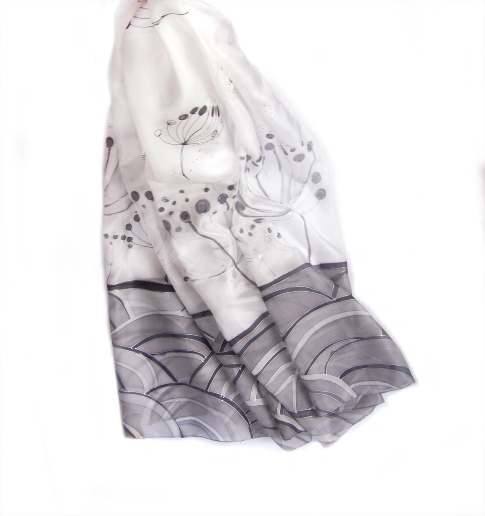 Dandelion Fluff Silk Scarf Shawl. Hand Painted Silk Scarf. - Etsy