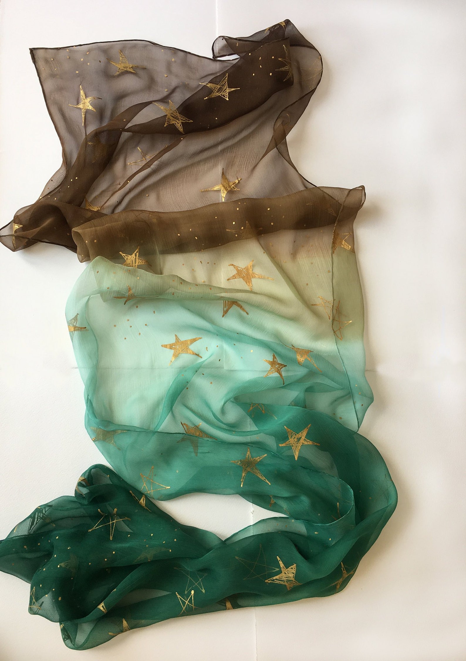 Starry Night Scarf Long Transparent Silk Chiffon Scarf Hand | Etsy