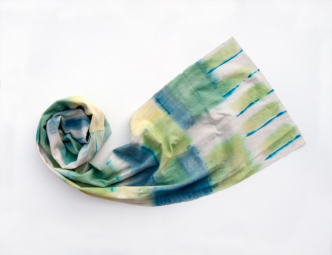 Handwoven Cotton Scarf in Blue Green | Unisex Scarves, Hand Painted ...