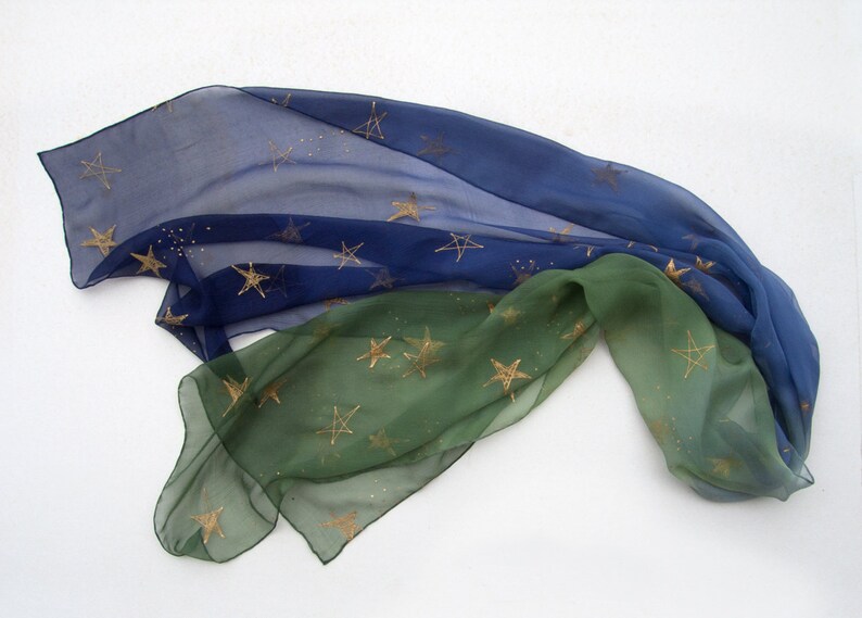 Bewitching Stars Ombre Scarf Hand Painted Christmas Gift for - Etsy