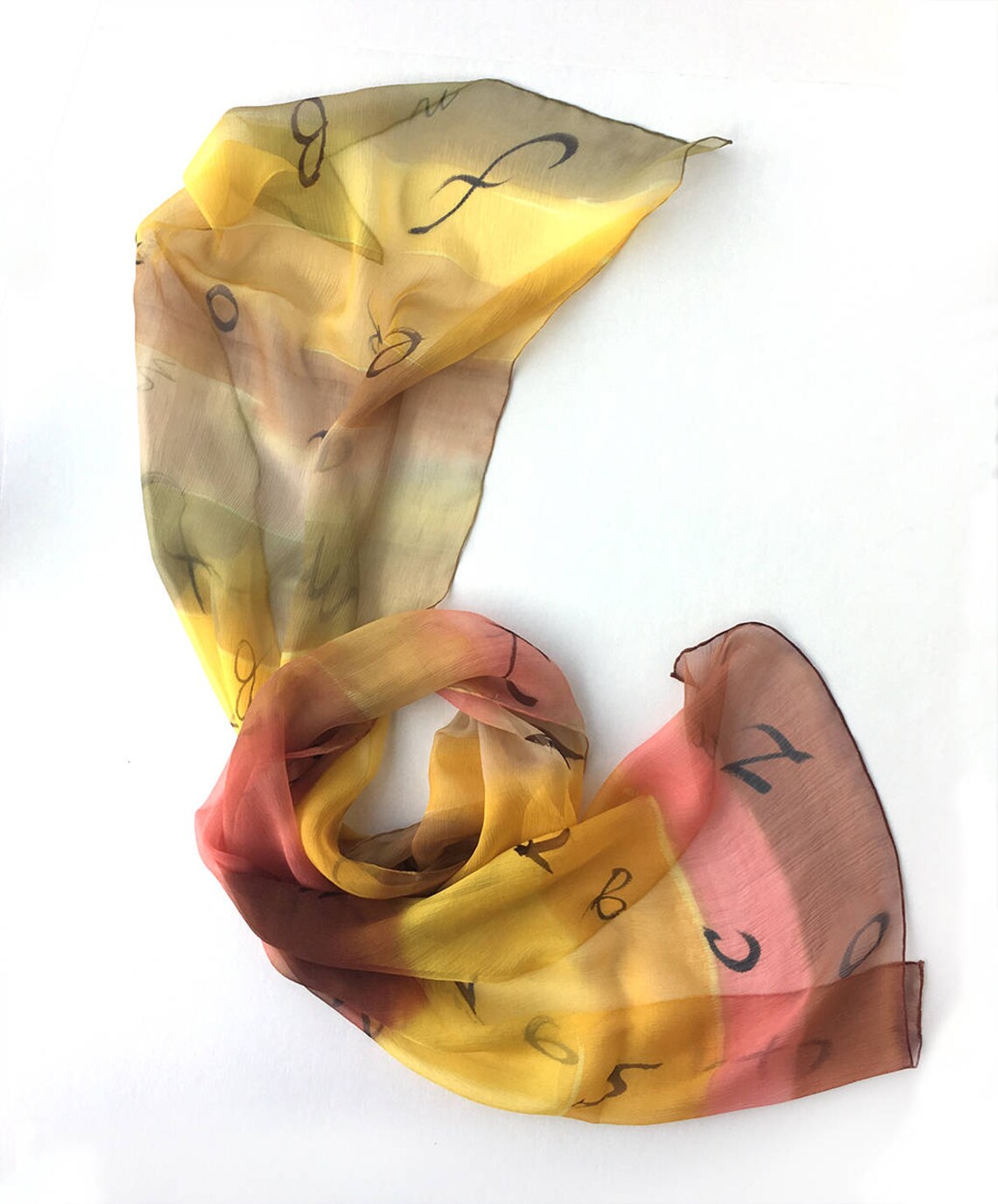 Letters Scarf Dessert sign Hand painted scarf Lightweight | Etsy