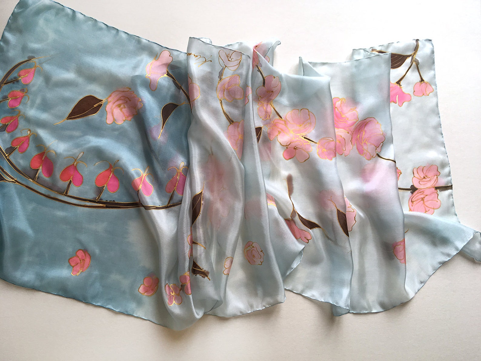 Cherry Blossom Silk Scarf Hand Painted Silk Scarves | Etsy