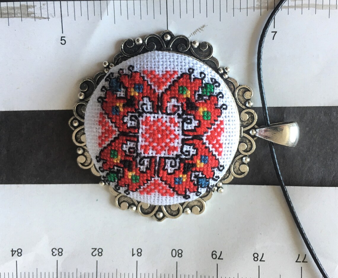 Micro Embroidery Necklace Hand Embroidered Necklace With | Etsy
