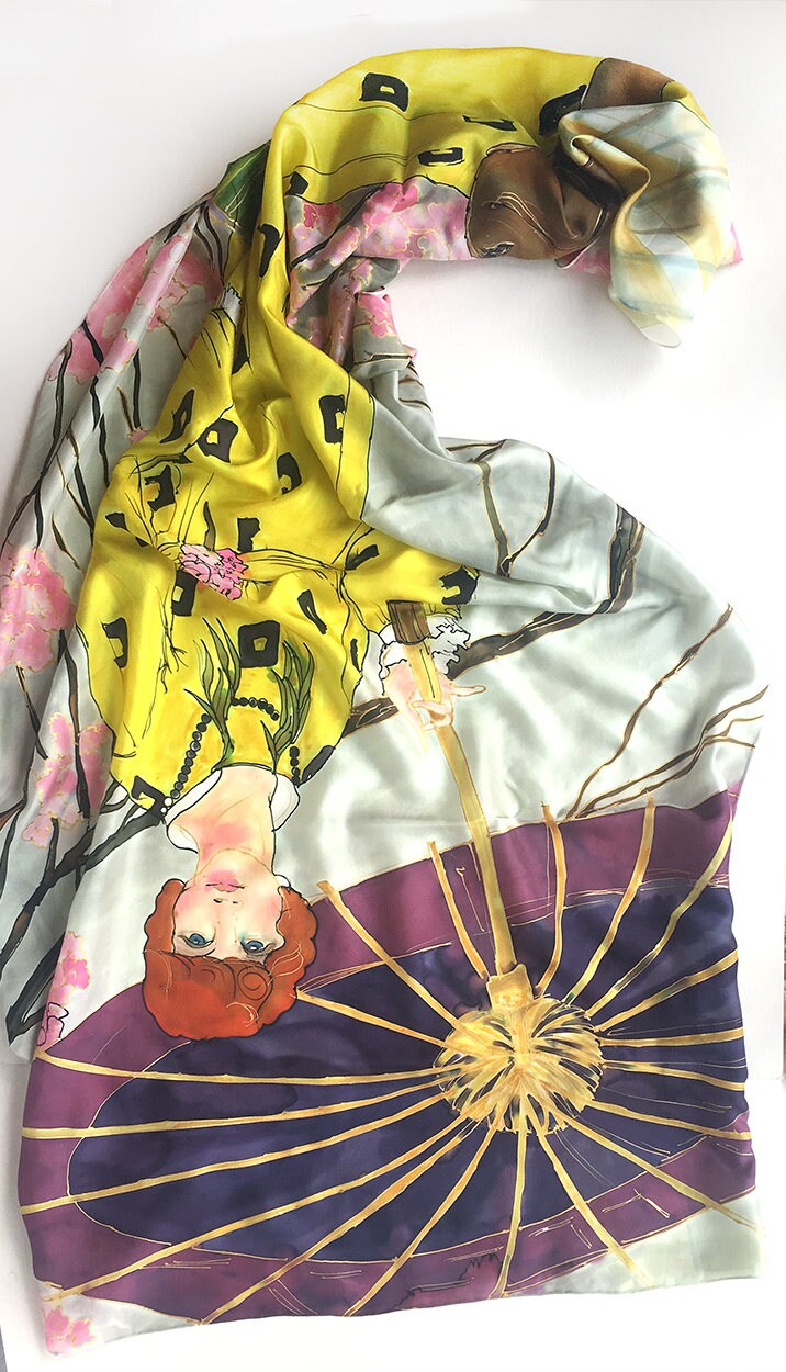 Hand painted silk scarf The Lime Dress Luxury shawl Wedding | Etsy