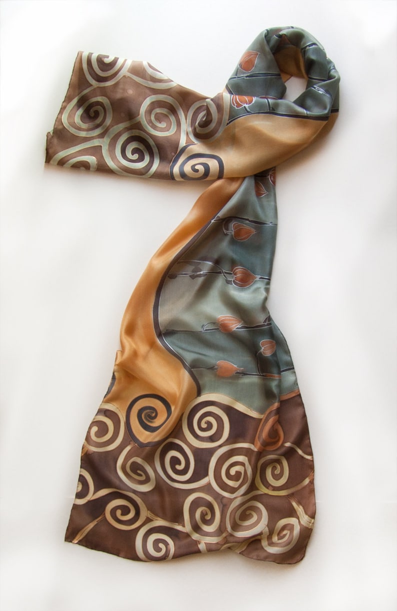 Hand Painted Silk Scarf: Klimt Inspired Art Deco Shawl - Etsy