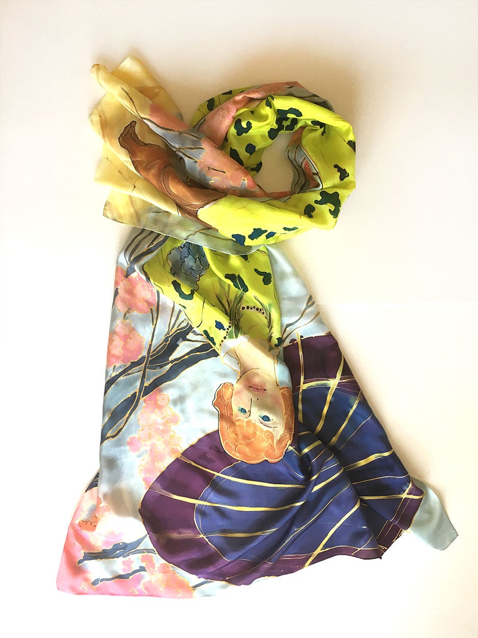 Hand painted silk scarf The Lime Dress Luxury shawl Wedding | Etsy