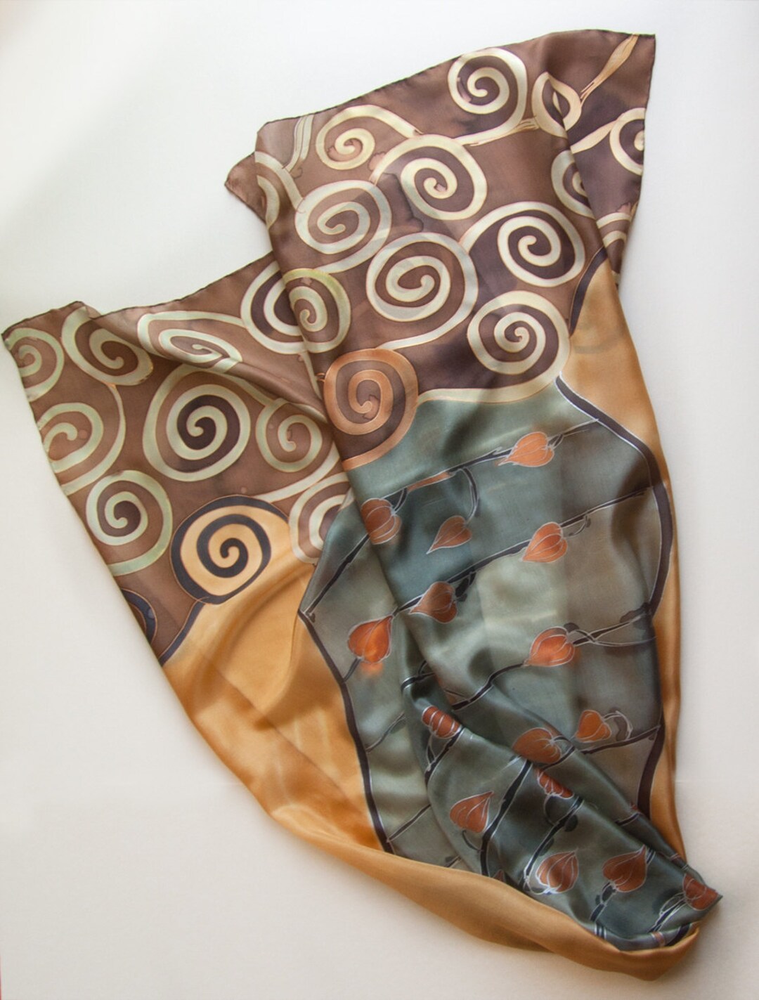Hand Painted Silk Scarf: Klimt Inspired Art Deco Shawl - Etsy