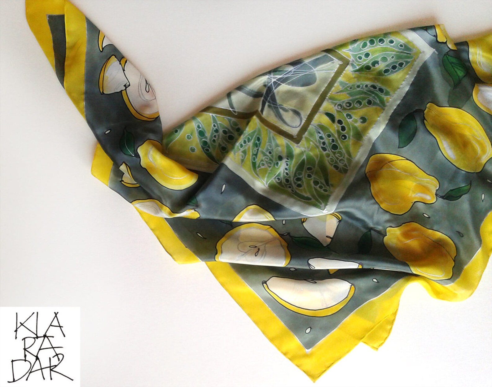 Square Silk Scarf Quince Jam Designer Scarves Luxurious - Etsy