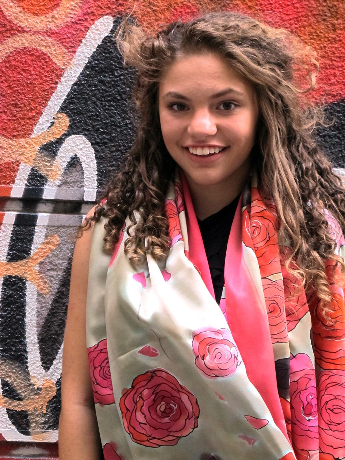 Silk Satin Scarf Firefly Roses Hand Painted Silk Scarves | Etsy