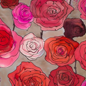 Silk Satin Scarf- Firefly Roses, Hand Painted Silk Scarves, Floral ...