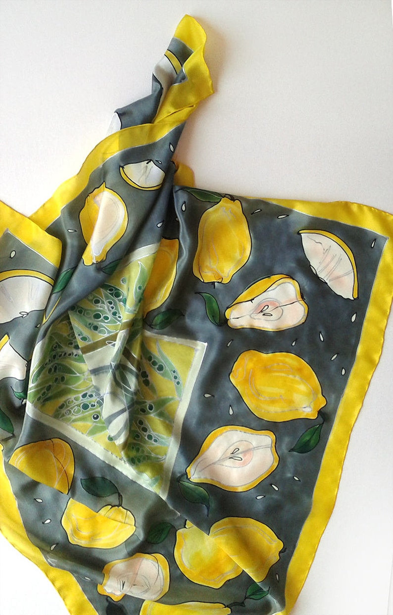 Square Silk Scarf Quince Jam Designer Scarves Luxurious - Etsy