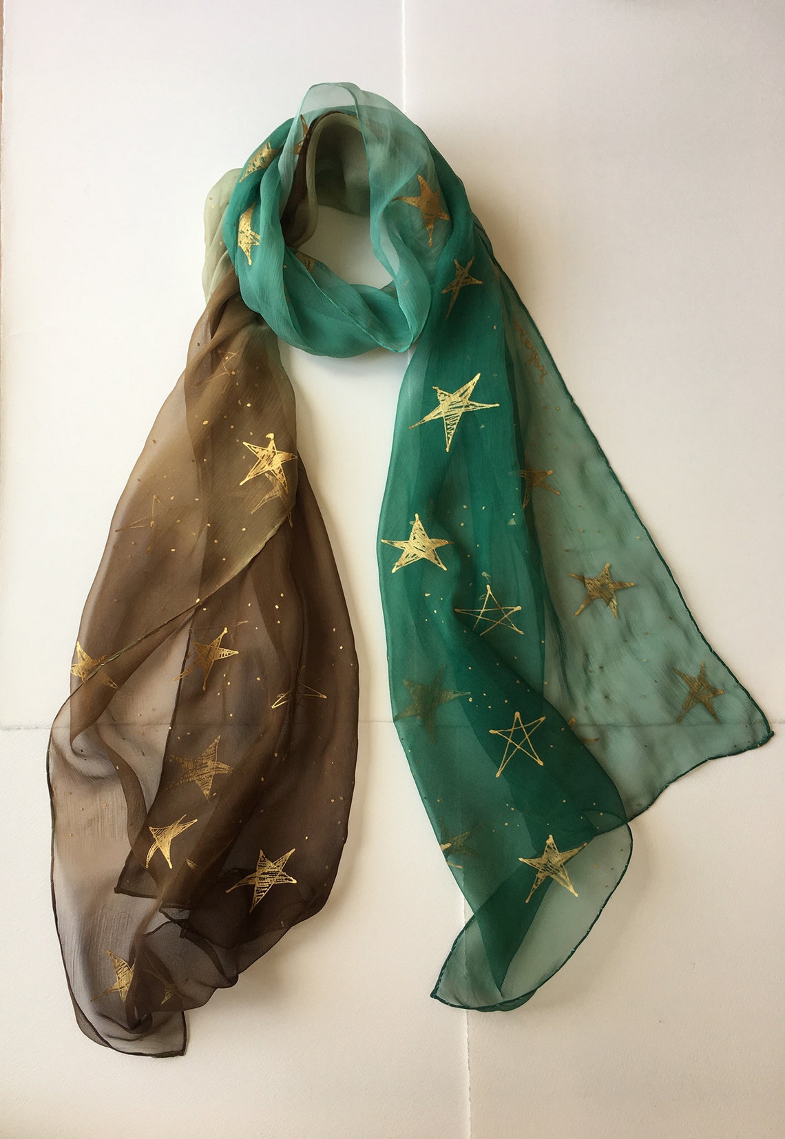 Starry Night Scarf Long Transparent Silk Chiffon Scarf Hand | Etsy