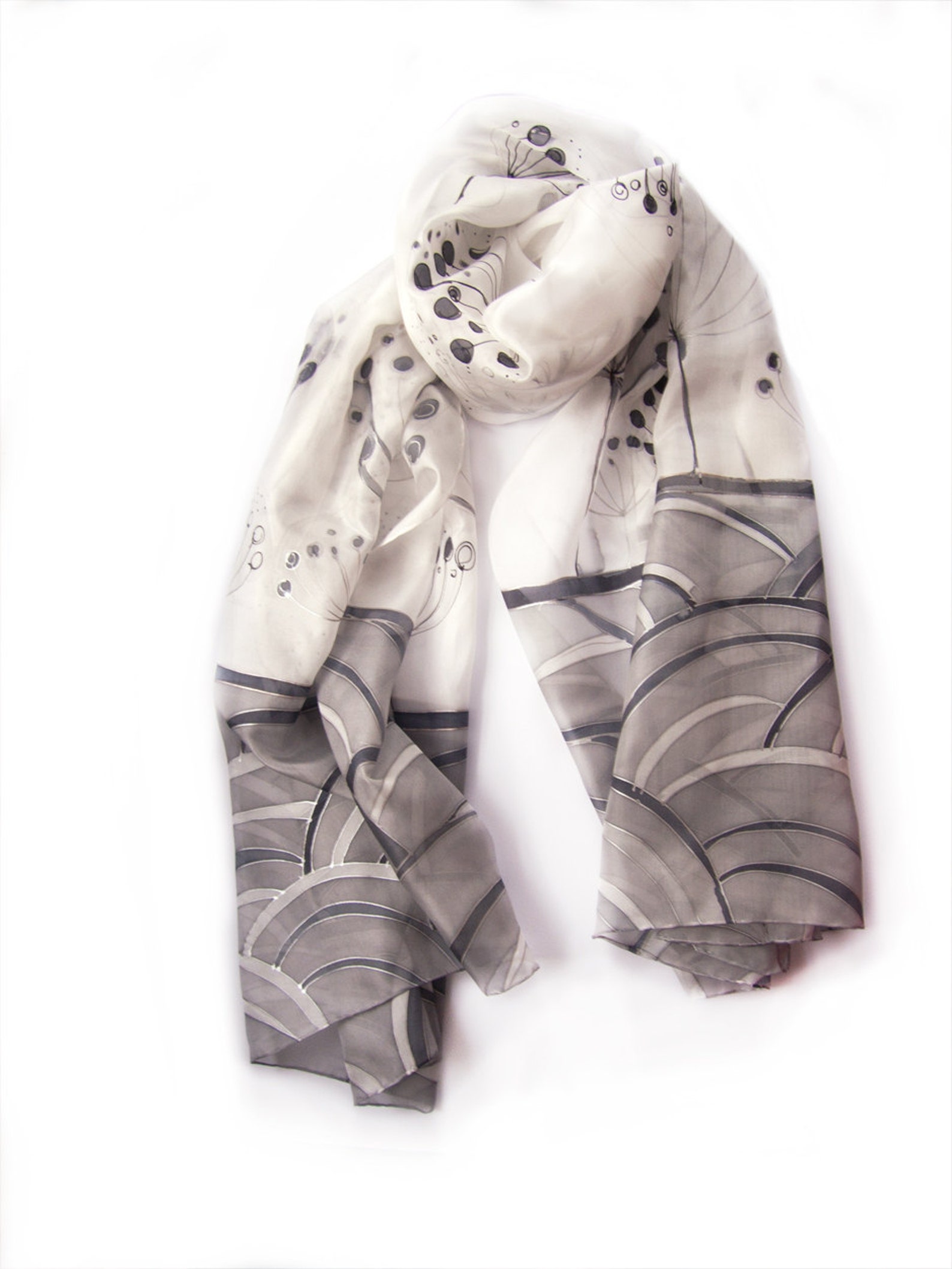 Dandelion Fluff Silk Scarf Shawl. Hand Painted Silk Scarf. - Etsy