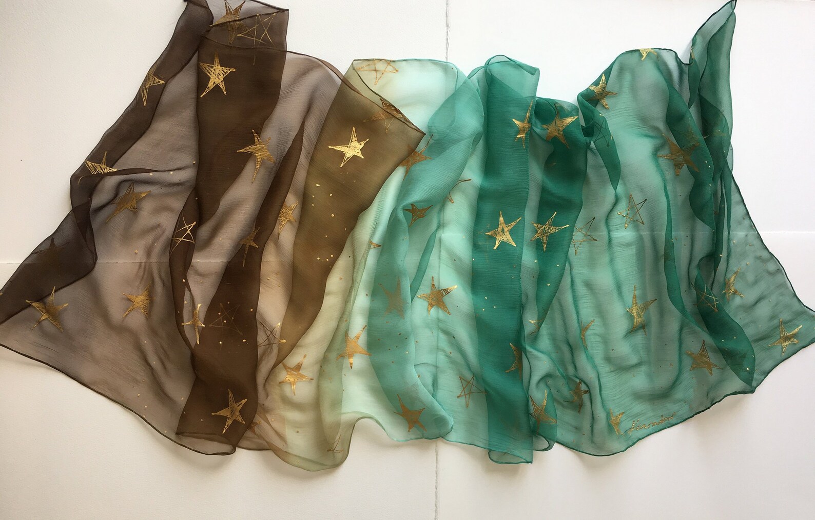 Starry Night Scarf Long Transparent Silk Chiffon Scarf Hand - Etsy