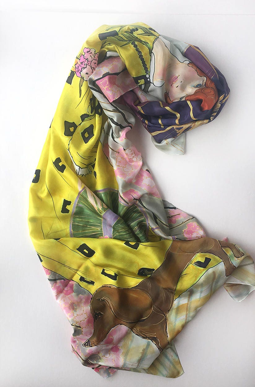 Hand painted silk scarf The Lime Dress Luxury shawl Wedding | Etsy