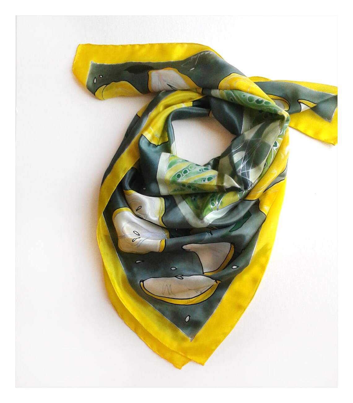 Square Silk Scarf Quince Jam Designer Scarves Luxurious - Etsy