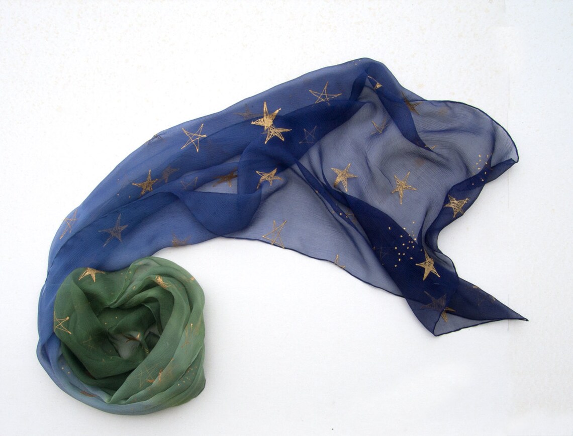 Bewitching Stars Ombre Scarf Hand Painted Christmas Gift for - Etsy