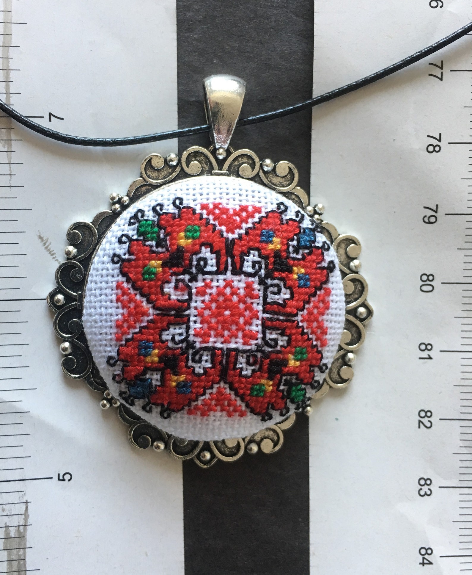 Micro Embroidery Necklace Hand Embroidered Necklace With - Etsy