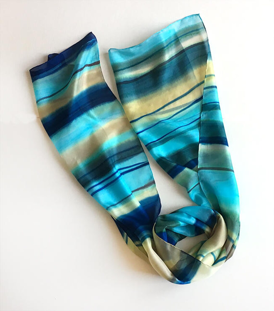 Silk Scarf Sandy Stripes Hand Painted Silk Scarf Long Fashion | Etsy