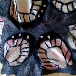 Felted Scarf- Butterfly's Wings Scarf/ Dark Gray Pink Scarf, Winter ...
