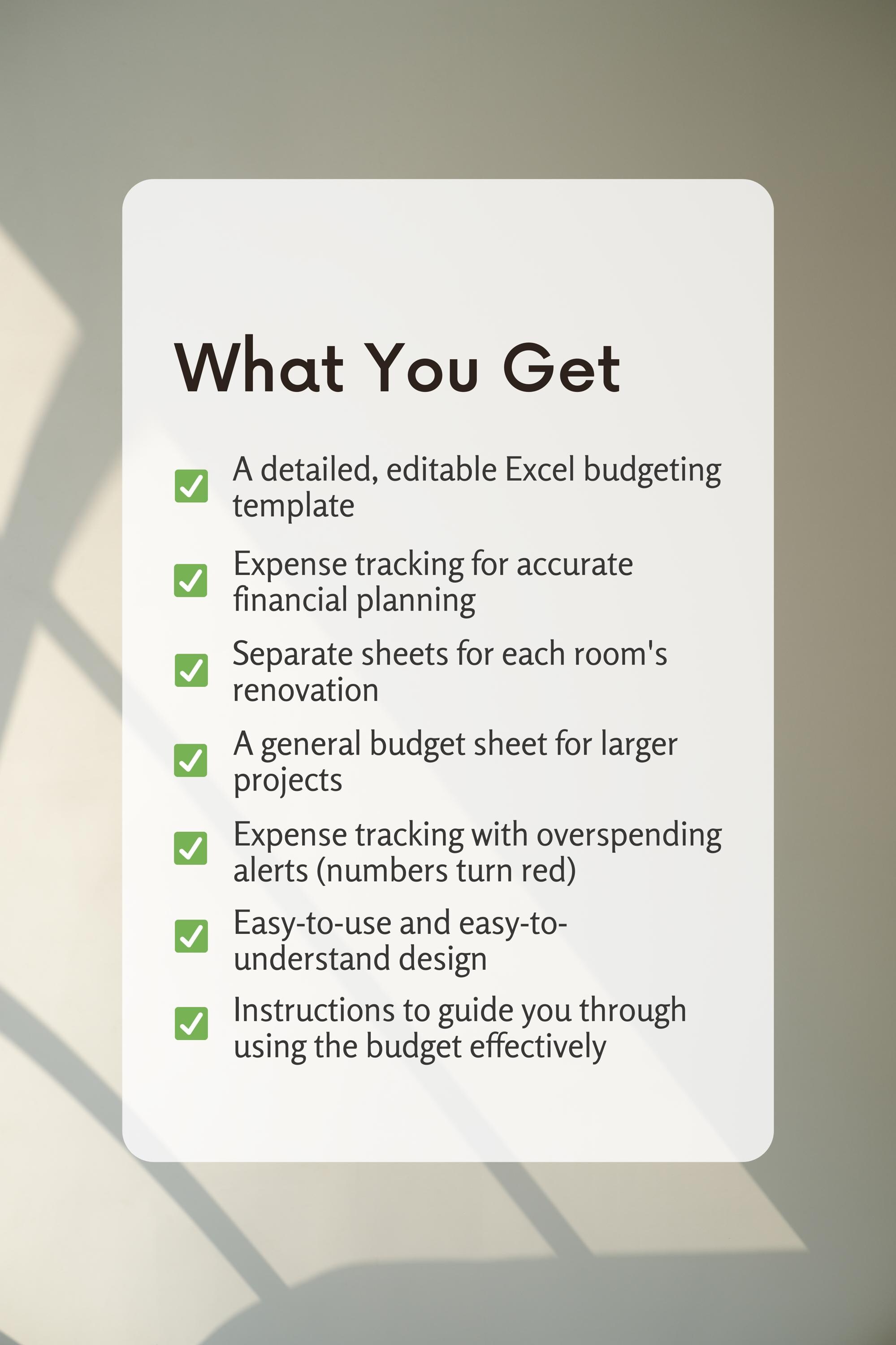 Renovation Budget Planner, Renovation Cost Tracker, Simple Renovation ...