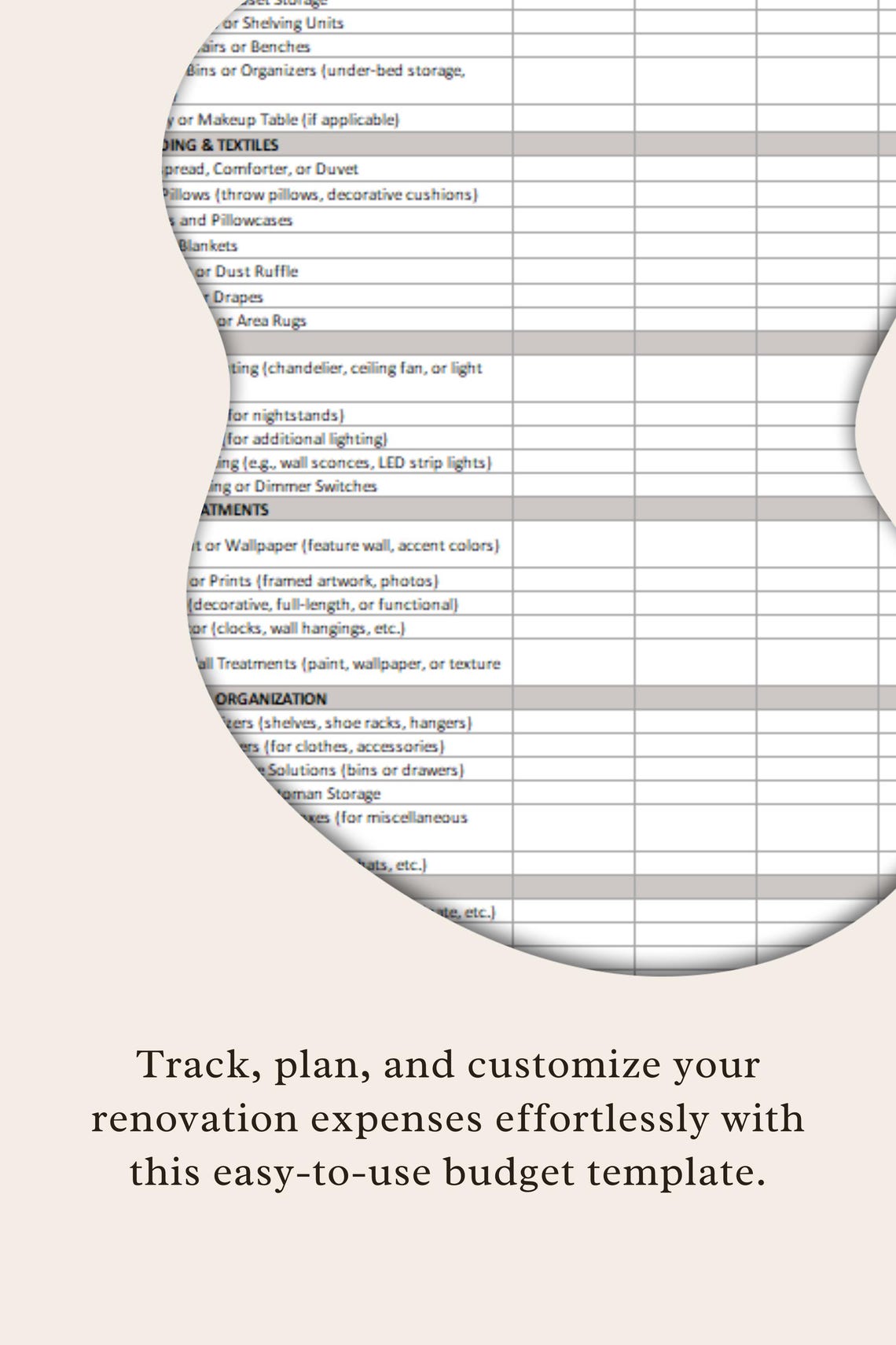 Renovation Budget Planner, Renovation Cost Tracker, Simple Renovation ...