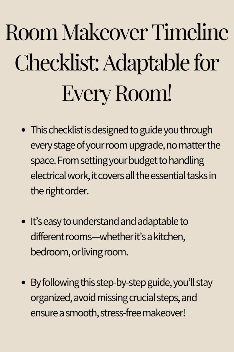 Room Makeover Checklist, Renovation Timeline, Makeover Planning ...