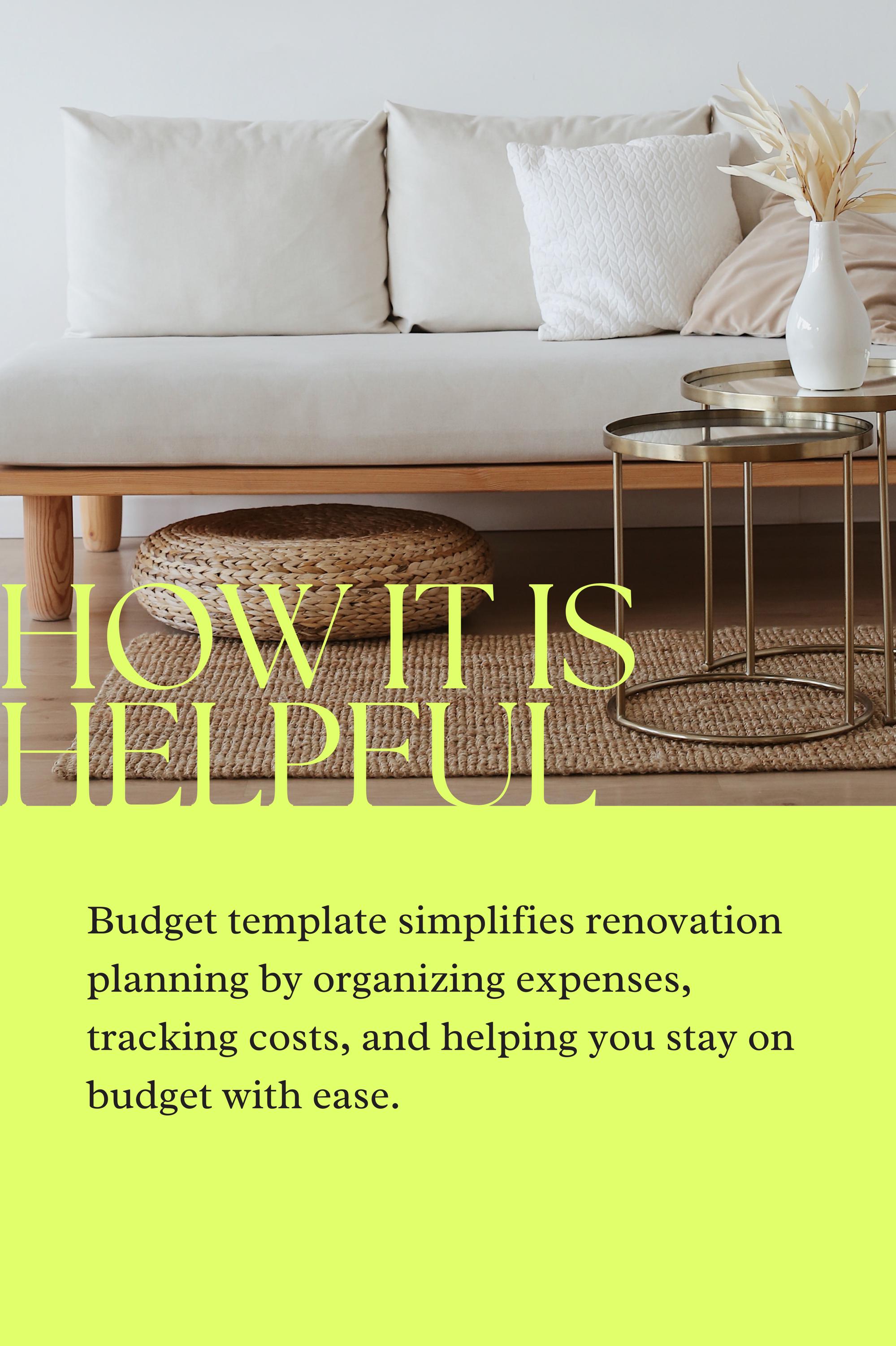 Renovation Budget Planner, Renovation Cost Tracker, Simple Renovation ...