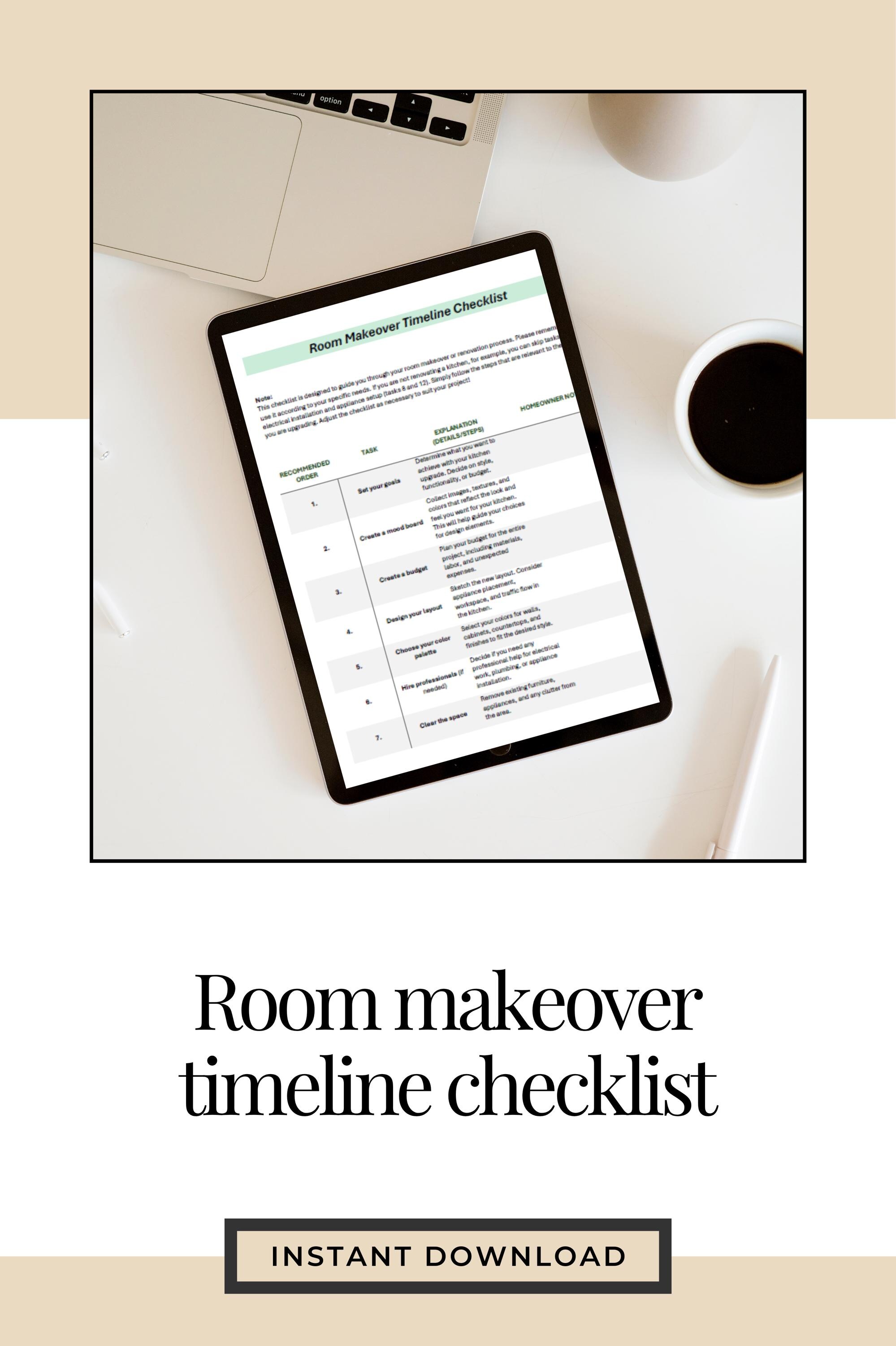 Room Makeover Checklist, Renovation Timeline, Makeover Planning ...