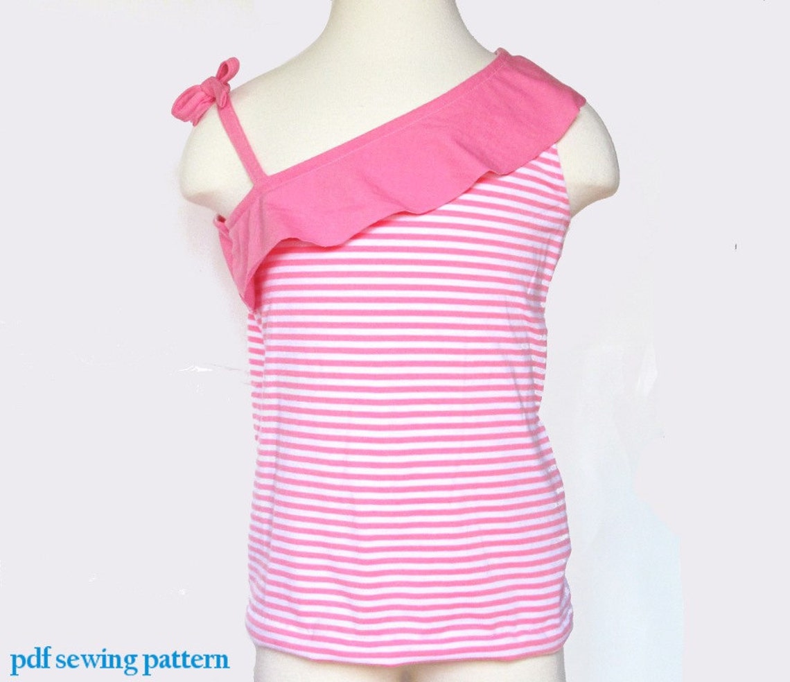 One Shoulder Ruffle Shirt Pattern Sizes 2T 9 Free Shipping | Etsy