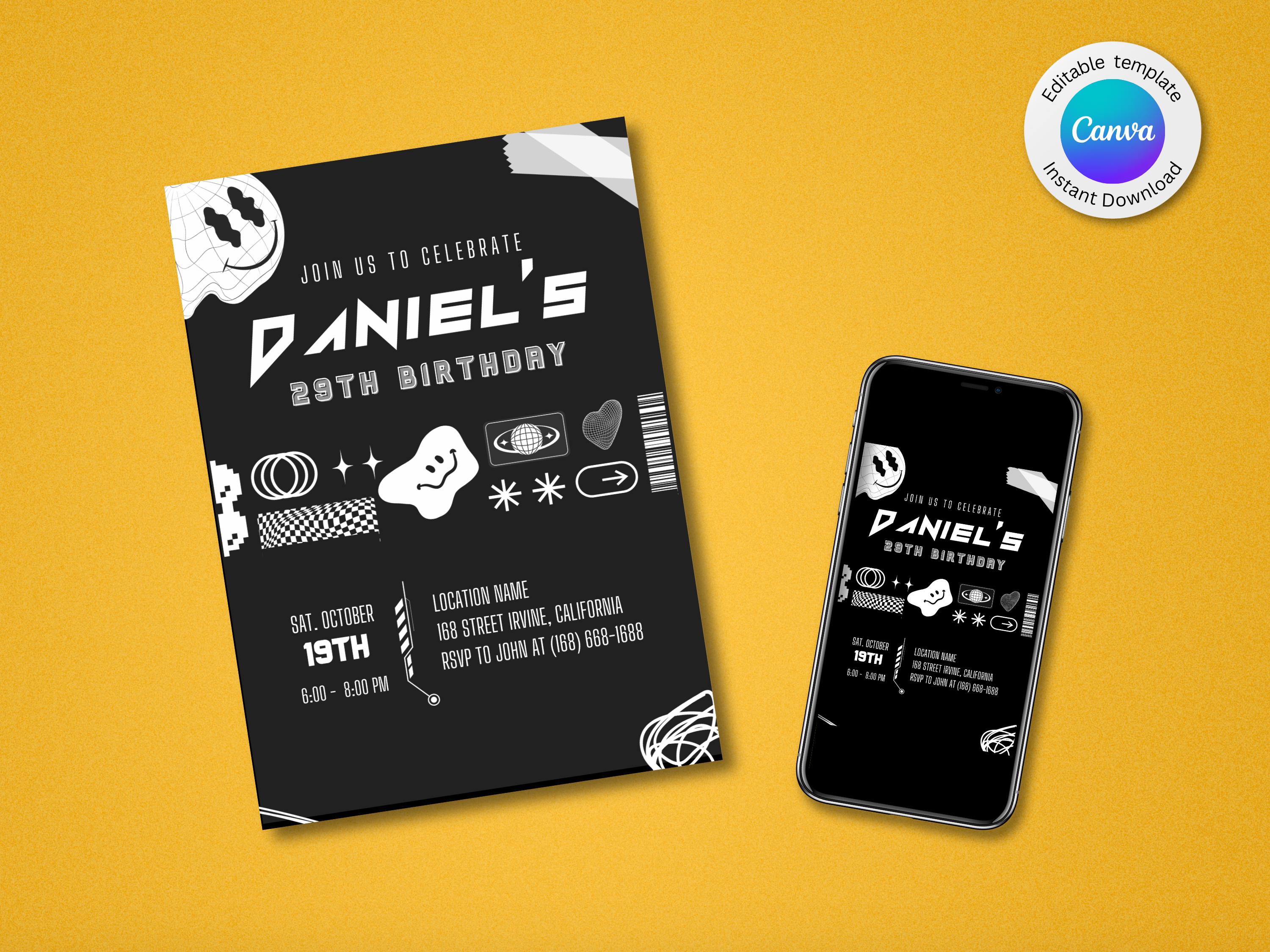 Editable Futuristic Hypebeast Streetwear Fashion Birthday Party Event ...