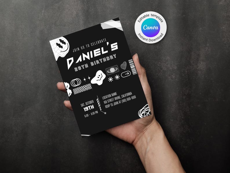 Editable Futuristic Hypebeast Streetwear Fashion Birthday Party Event ...