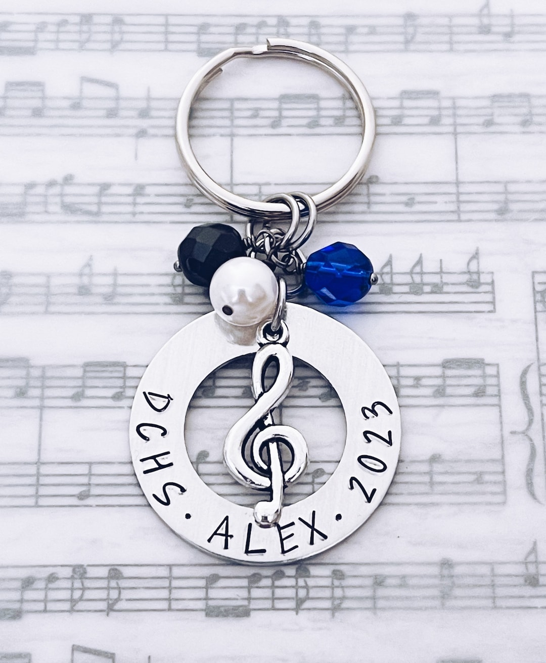 Treble Clef Music Note Personalized Keychain, Marching Band Symphony ...