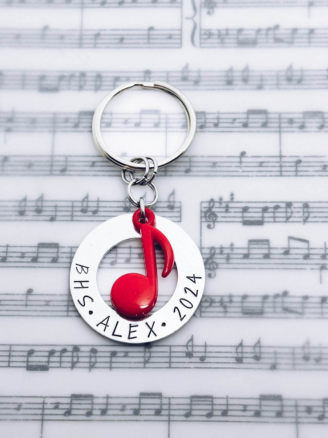 Personalized Music Note Charm Keychain, Marching Band Symphony ...