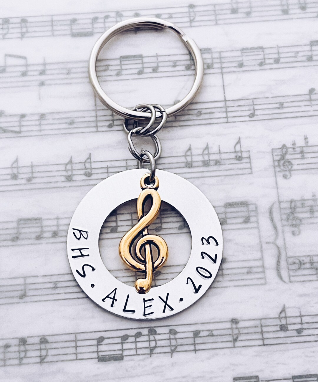 Treble Clef Music Note Charm Keychain Personalized Gift - Etsy