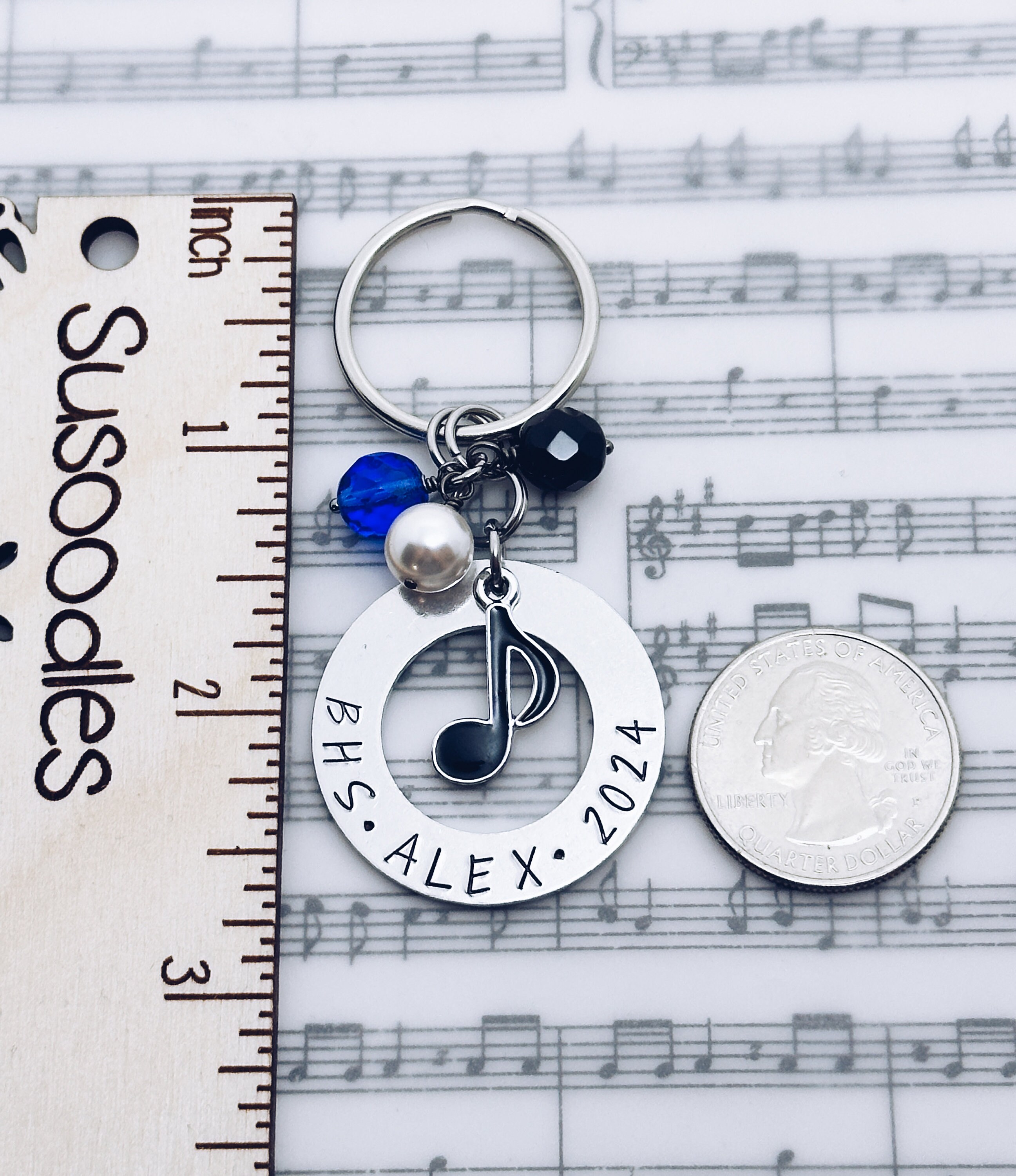 Music Note Charm Personalized Keychain, Marching Band, Symphony ...