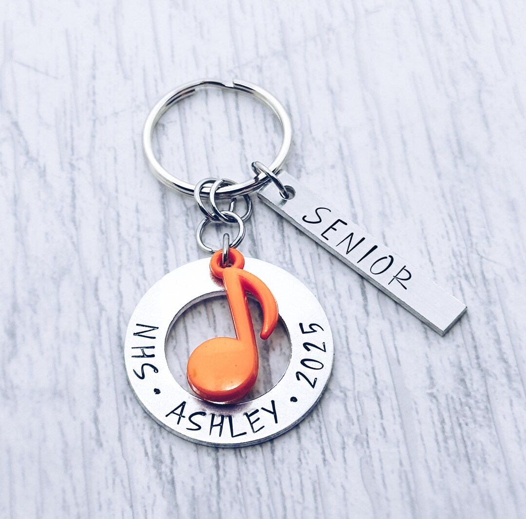 Music Note Band Senior Charm Personalized Keychain Gift, Marching Band ...