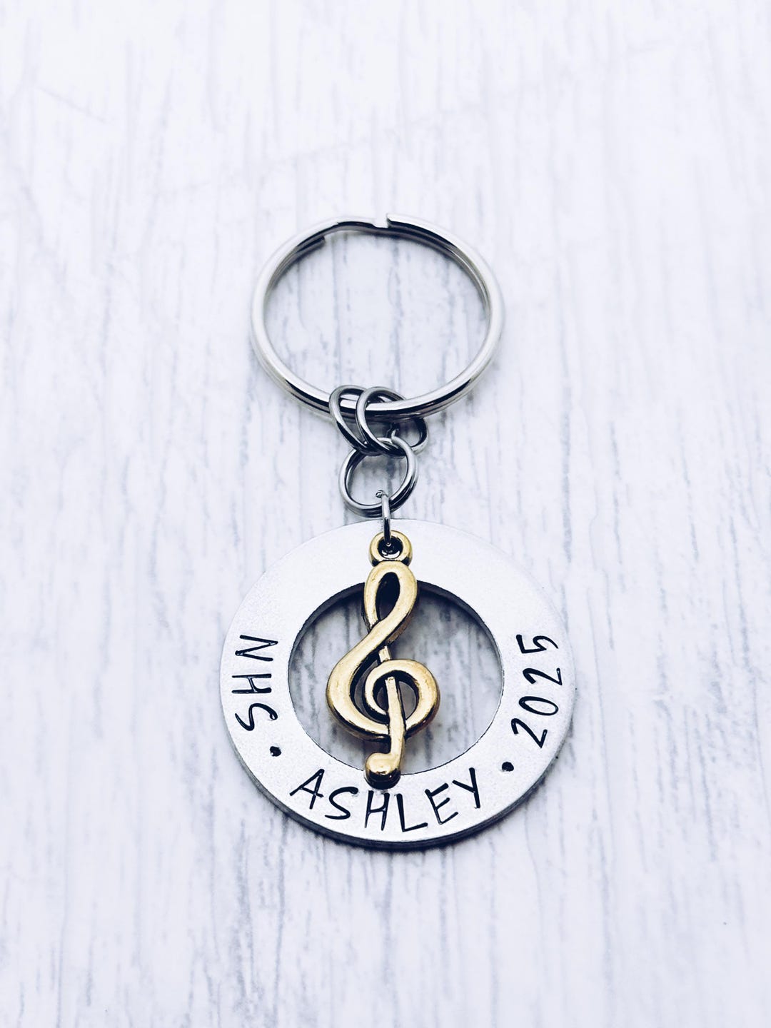 Treble Clef Music Note Charm Keychain, Personalized Gift, Marching Band ...