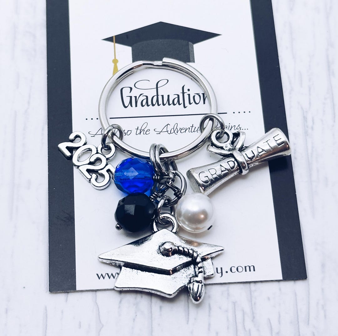 2025 Graduation Cap Personalized Charm Keychain, Class of 2025, Senior ...