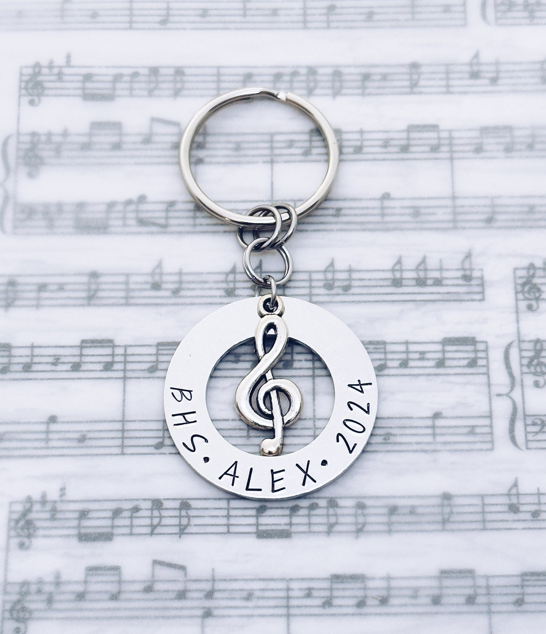 Treble Clef Music Note Charm Keychain Marching Band - Etsy