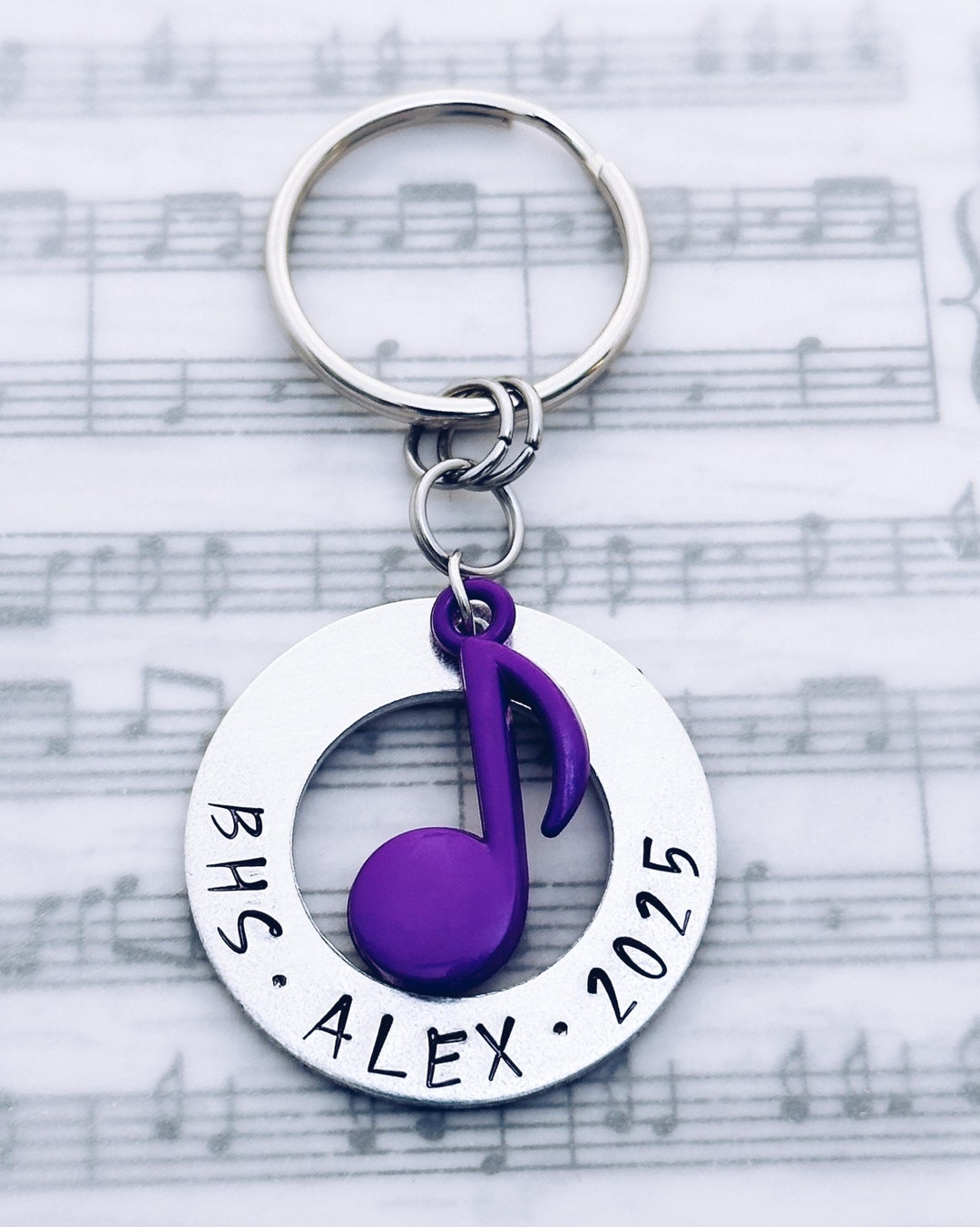 Music Note Charm Keychain, Personalized Gift for Band, Choir, Chorus ...