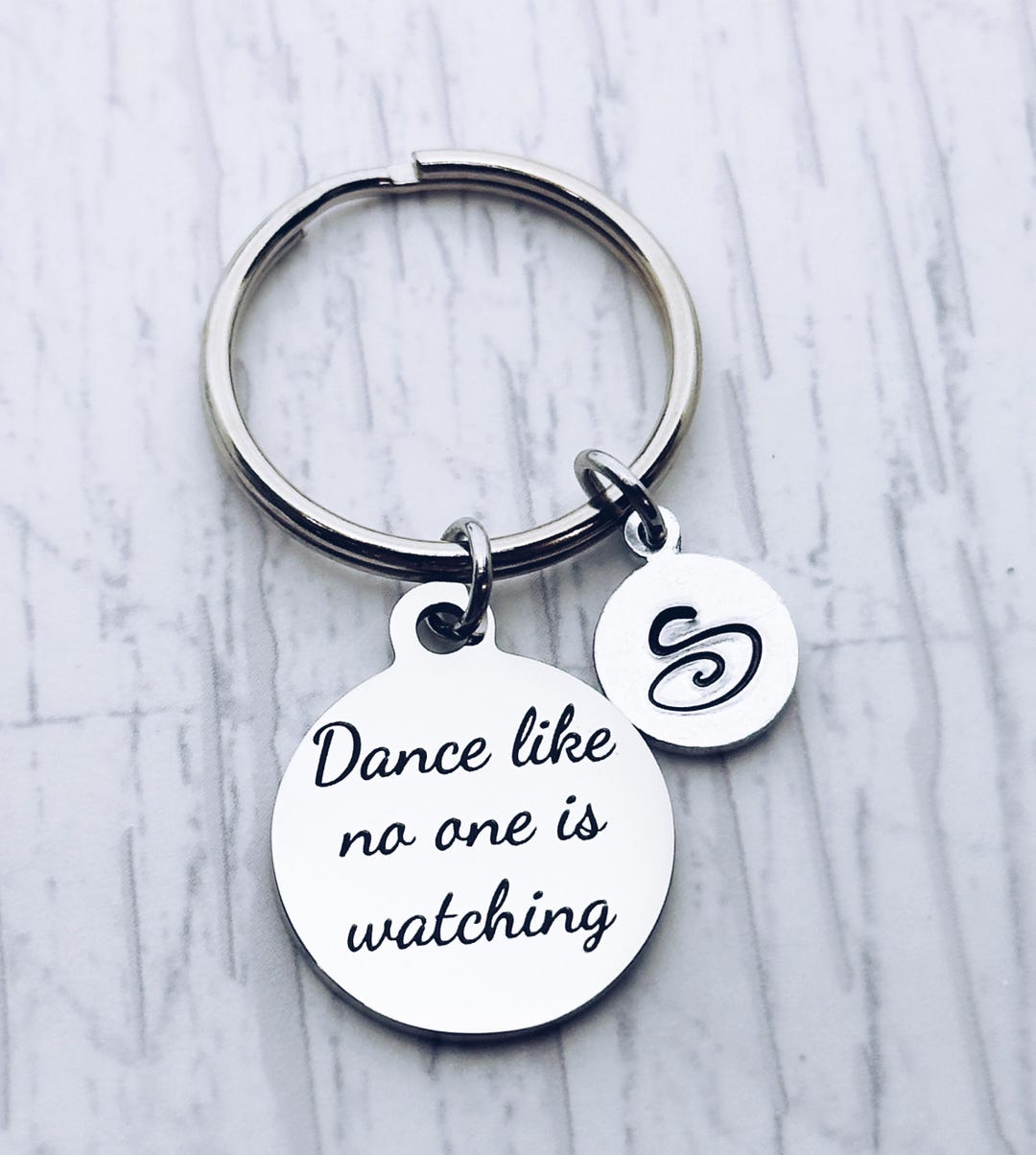 Dance Like No One is Watching Keychain, Personalized Initial Charm ...