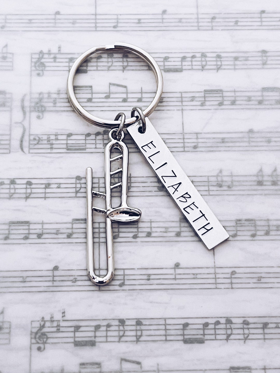 Personalized Trombone Charm Keychain, Marching Band Trombone Player ...