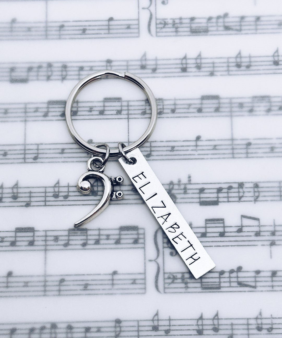 Bass Clef, Music Note Charm Personalized Keychain, Band, Orchestra ...