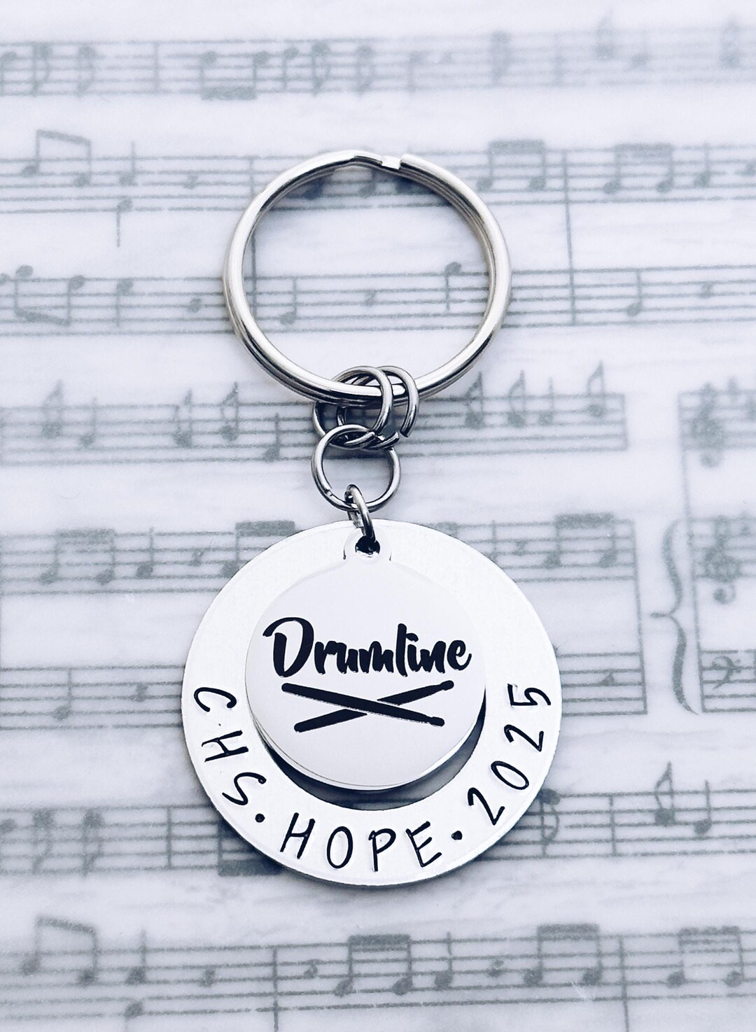 Drumline Drumsticks Charm Personalized Keychain, Marching Band Drum ...